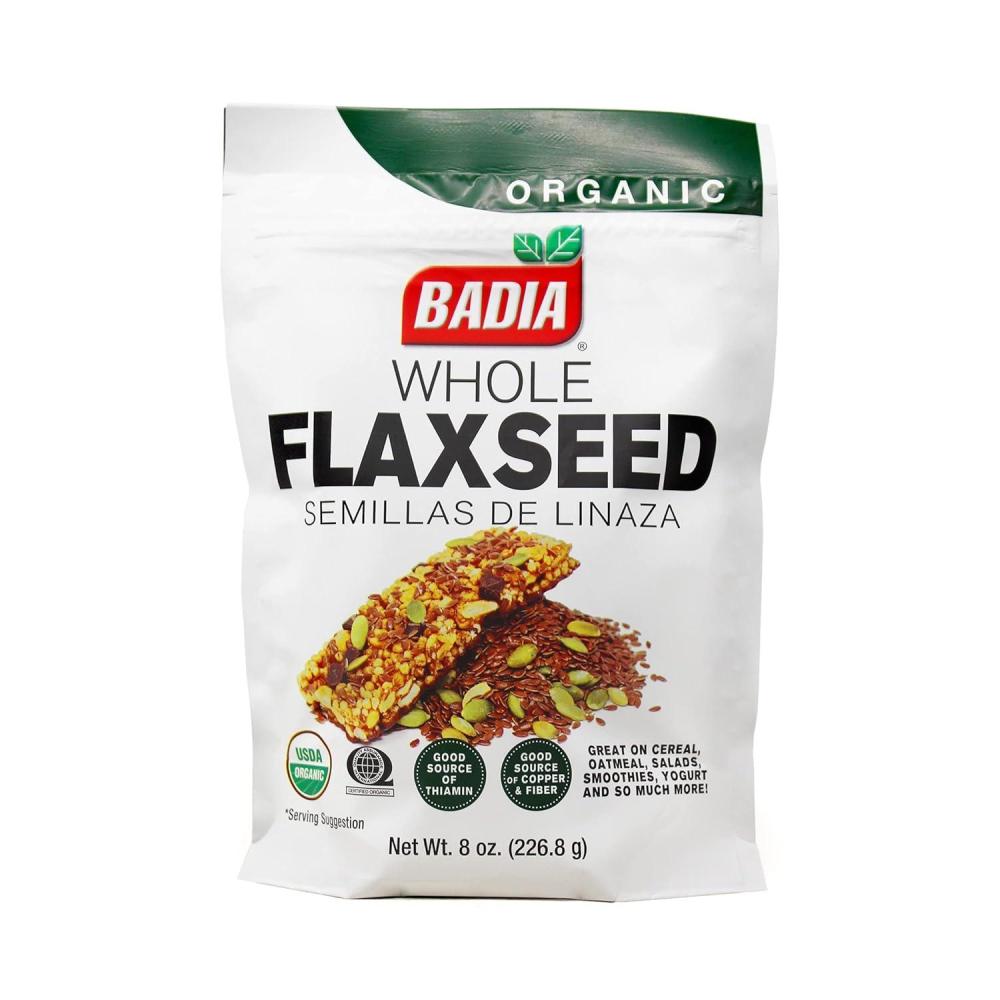 Badia Organic Flax Seed Whole, 8 oz Resealable Bag – Superfood, Rich in ...